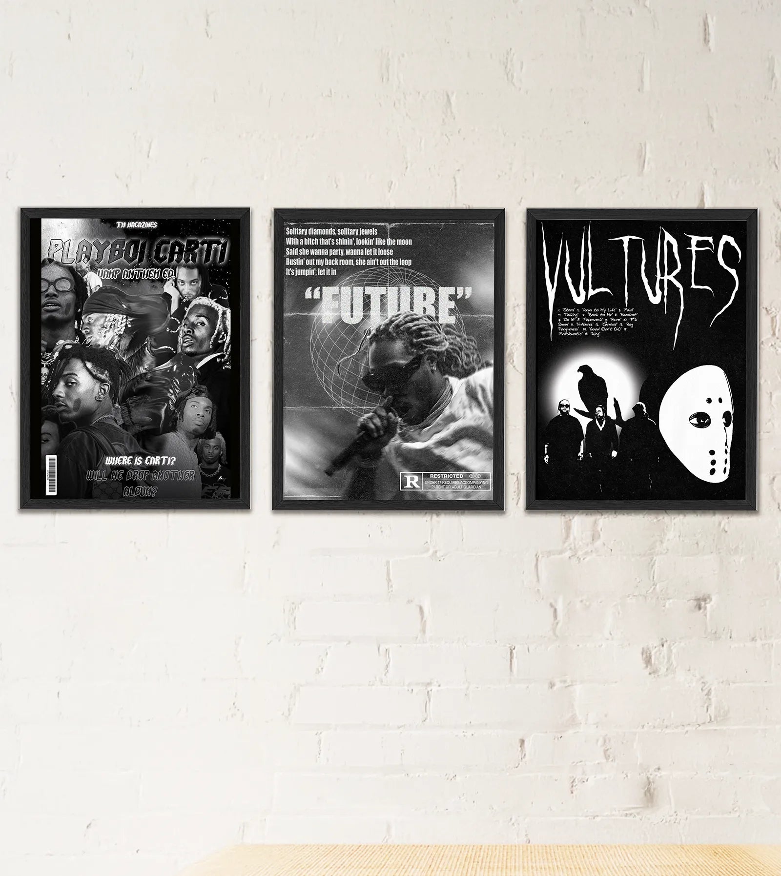 Rapper Frames - Set of 3 #1 | Lil Uzi | Hip Hop | – Wallgasm
